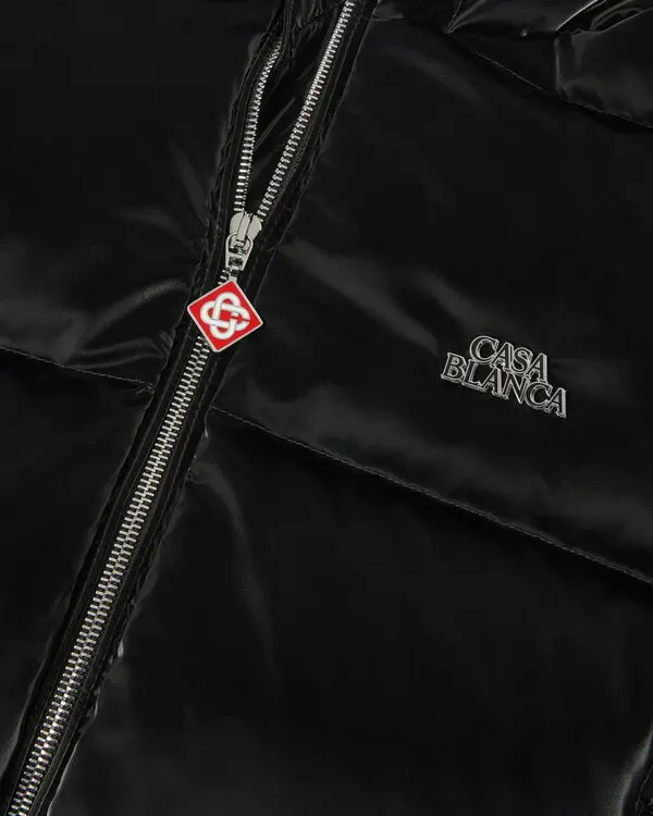 Casablanca Lacquered Cropped Nylon Puffer Down Jacket