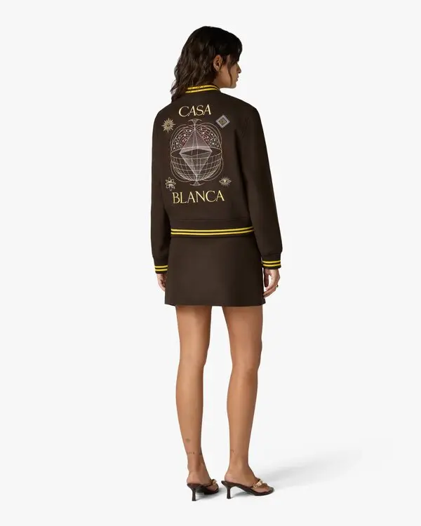Casablanca Brown Celestial Pyramid Wool Varsity Jacket