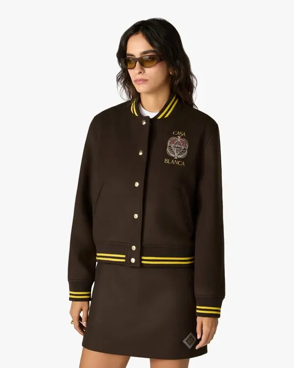 Casablanca Brown Celestial Pyramid Wool Varsity Jacket