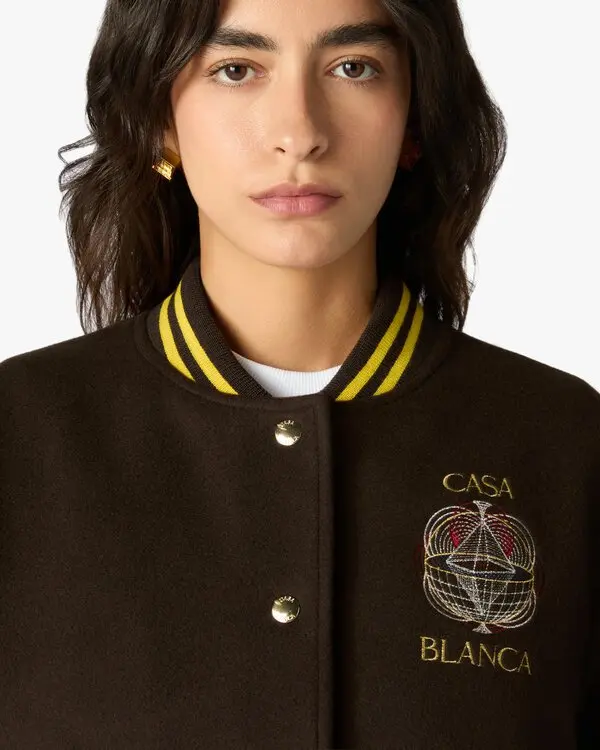 Casablanca Brown Celestial Pyramid Wool Varsity Jacket