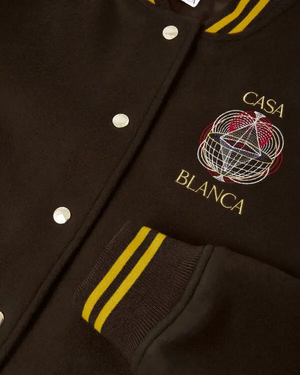 Casablanca Brown Celestial Pyramid Wool Varsity Jacket