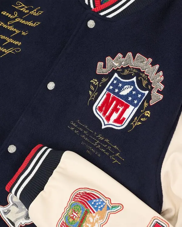 Casablanca Nfl Paris Game Leather Varsity Jacket