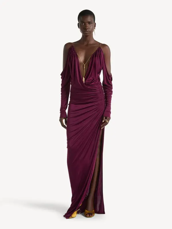 Balmain Long Flowing Jersey Dress