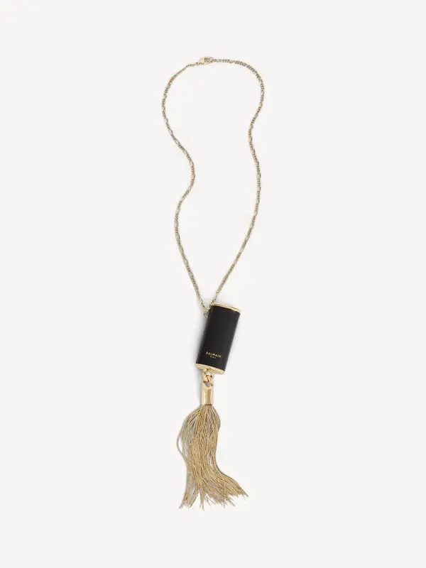 Balmain Ophir Lighter Holder In Smooth Leather - Black