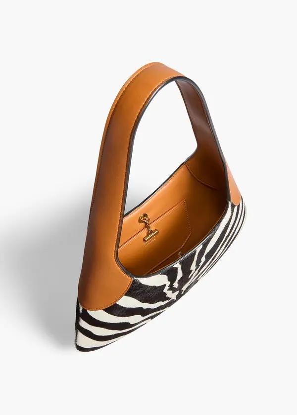 Khaite Small Joan Hobo In Zebra Print Haircalf And Leather - Tan