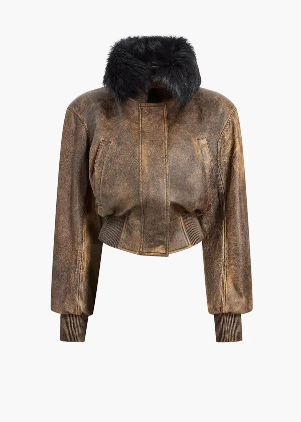 Khaite Rocco Jacket In Leather With Shearling