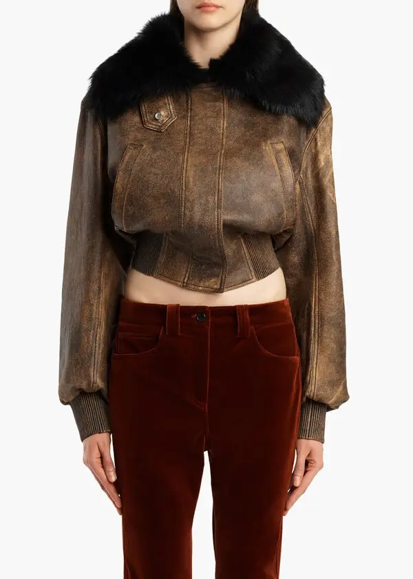 Khaite Rocco Jacket In Leather With Shearling