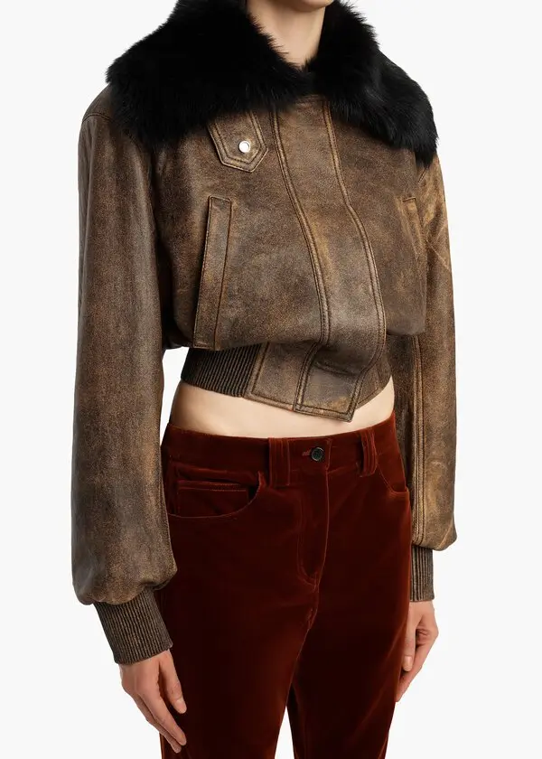 Khaite Rocco Jacket In Leather With Shearling