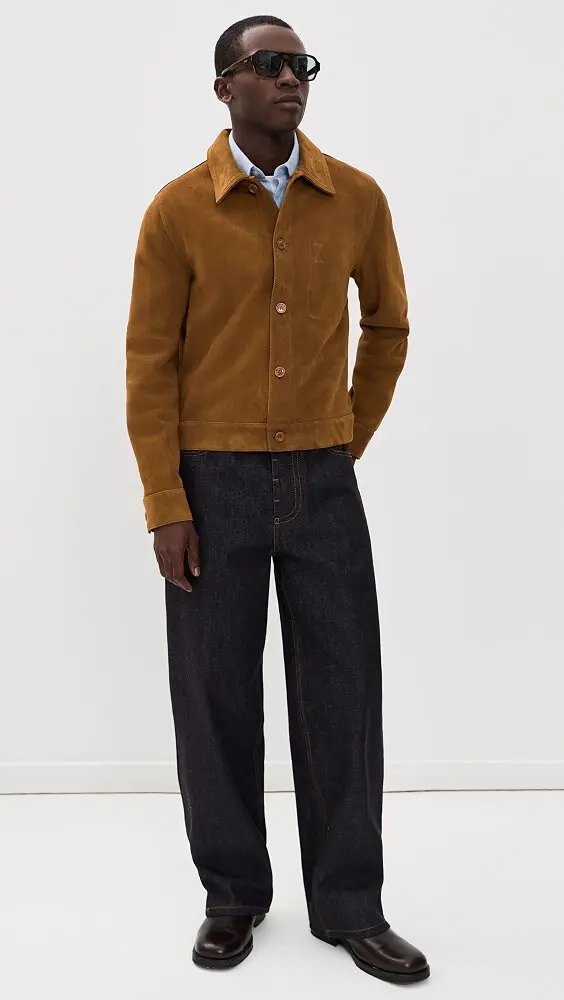 AMI Paris Buttoned Suede Jacket