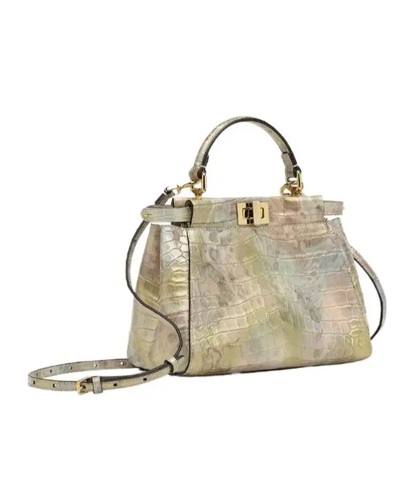 Fendi Florentine Paper Multicolour Metallic Crocodile Leather Bag