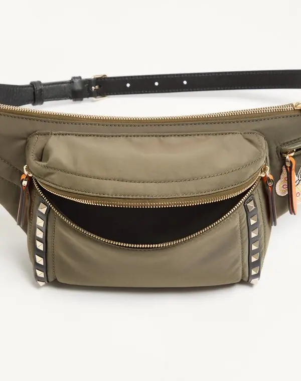 Valentino Garavani Stud Up Waist Bag In Technical Fabric