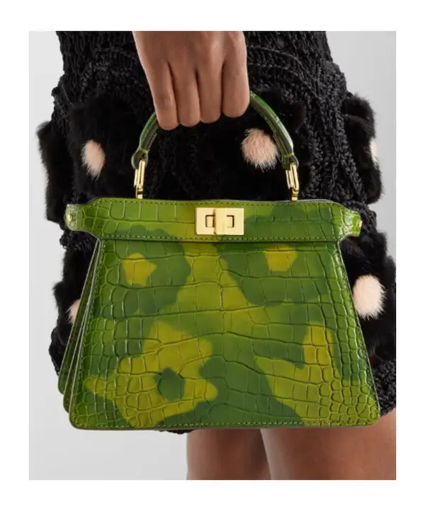 Fendi Peekaboo Iseeu Petite Sunny Side Flowers Crocodile Leather Bag