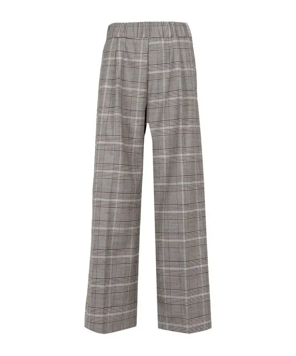 SEMICOUTURE Plaid Wide-leg Casual Trousers