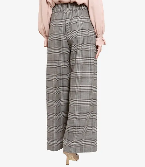 SEMICOUTURE Plaid Wide-leg Casual Trousers