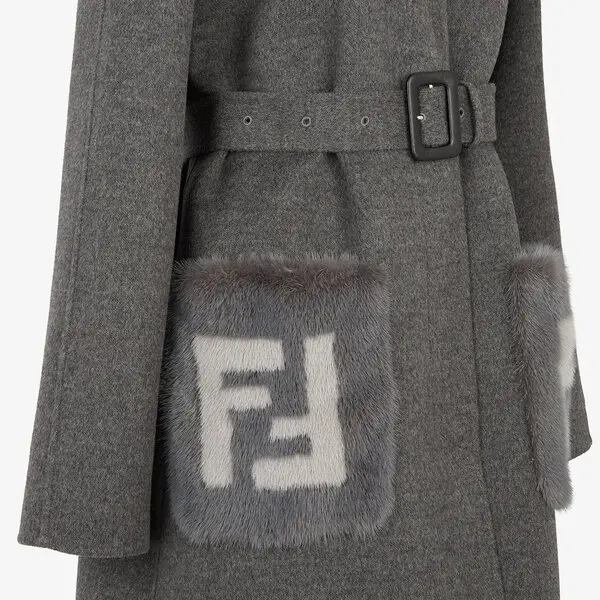 Fendi Grey Wool Overcoat
