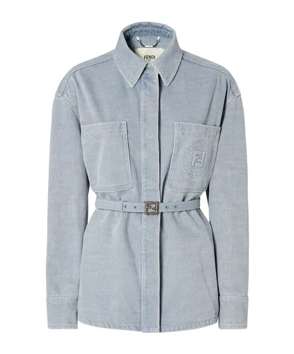 Fendi Belted Waist Denim Jacket
