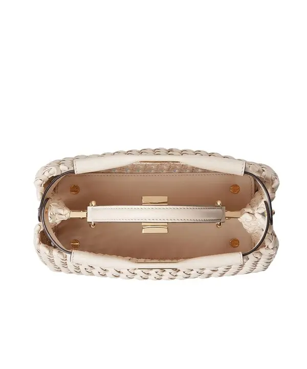 Fendi Camellia Interlaced Leather Bag - White