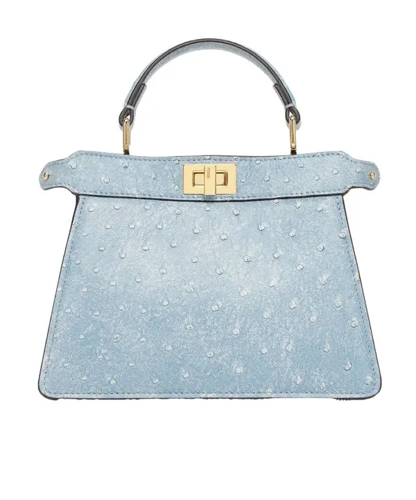 Fendi Denim-effect Ostrich Leather Bag - Blue