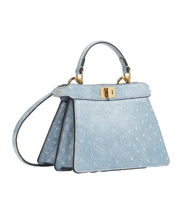 Fendi Denim-effect Ostrich Leather Bag