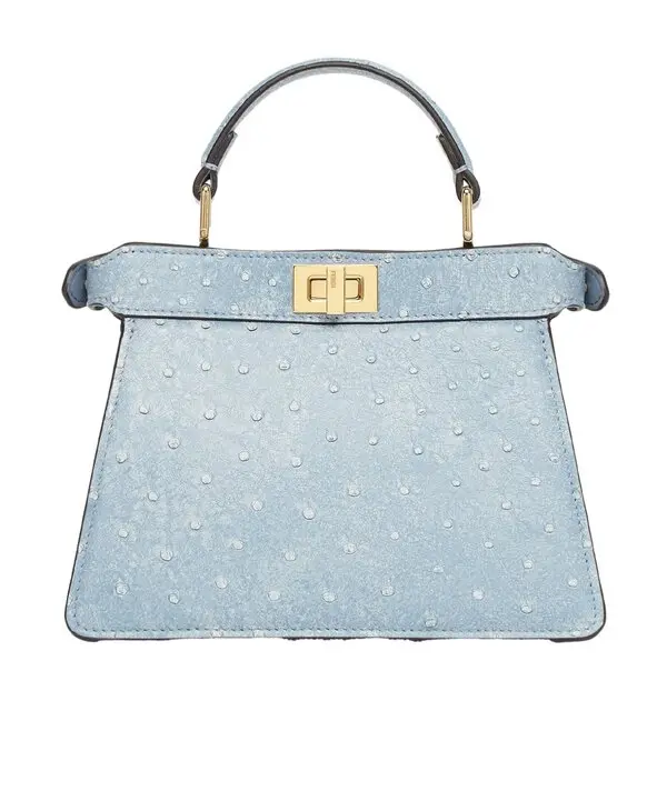 Fendi Denim-effect Ostrich Leather Bag