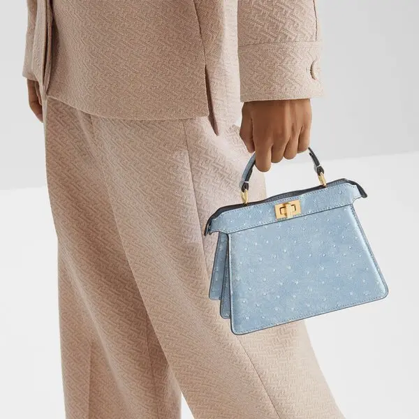 Fendi Denim-effect Ostrich Leather Bag