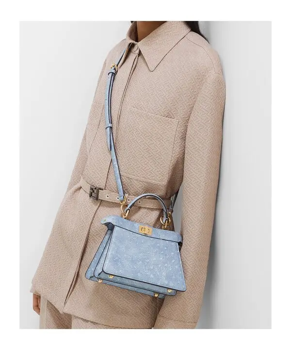 Fendi Denim-effect Ostrich Leather Bag