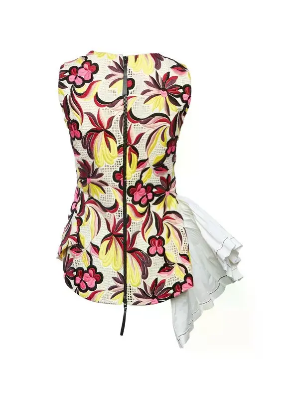 Marni Floral-embroidered Asymmetric Top