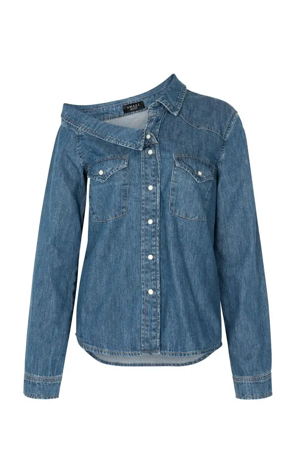 A.W.A.K.E. Mode Off-shoulder Denim Shirt