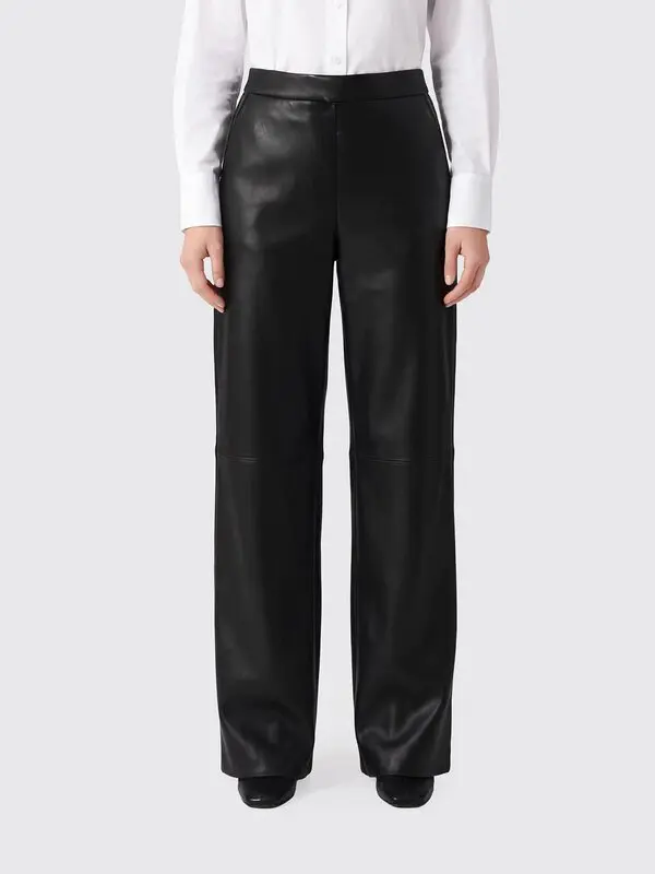 Max Mara Wide-leg Trousers In Smooth Synthetic Leather - Black
