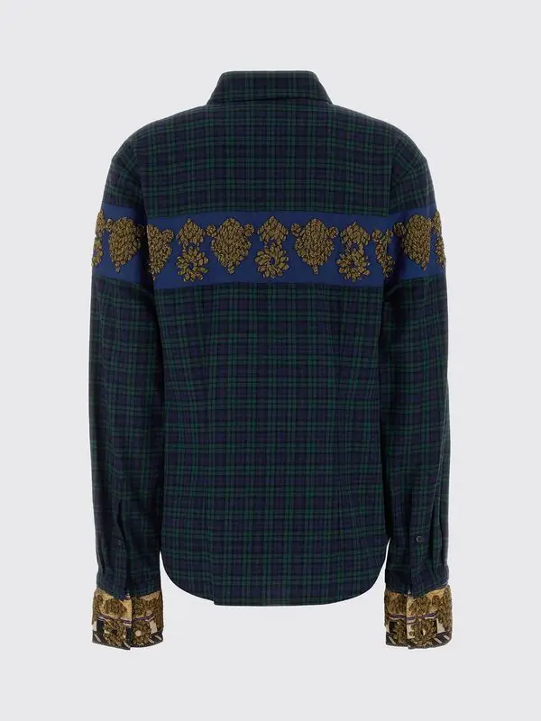 Dries Van Noten Check Cotton Shirt With Bead Embroidery And Classic Collar
