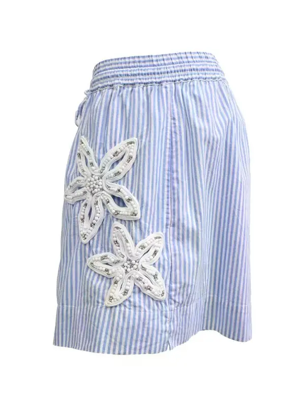 Sandro Striped Floral-appliqué Shorts