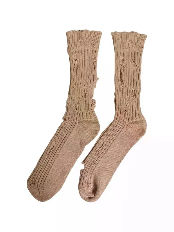 Dolce & Gabbana Distressed Ribbed-knit Socks