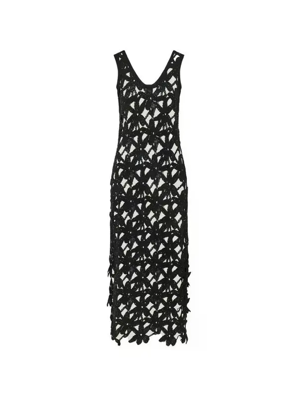 Anjuna Macramé Tank Midi Dress - Black
