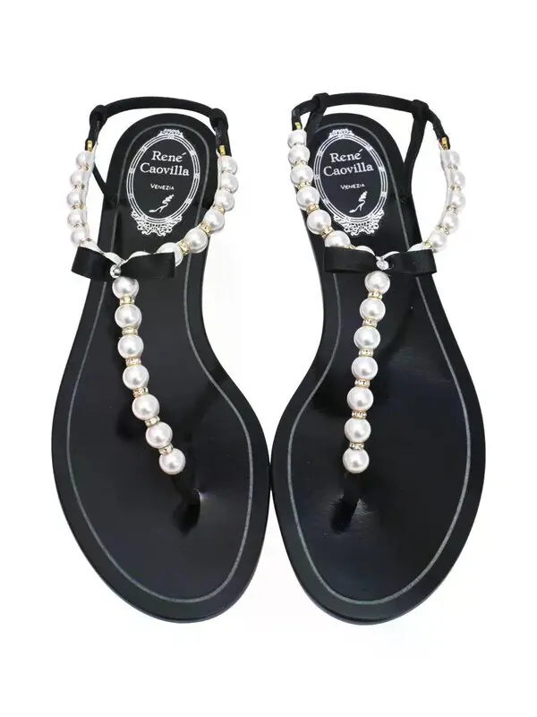 Rene Caovilla Faux Pearl-embellished Flat Sandals