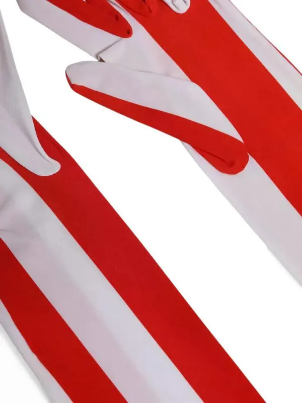 Dolce & Gabbana White Stripes Nylon Elbow Length Gloves