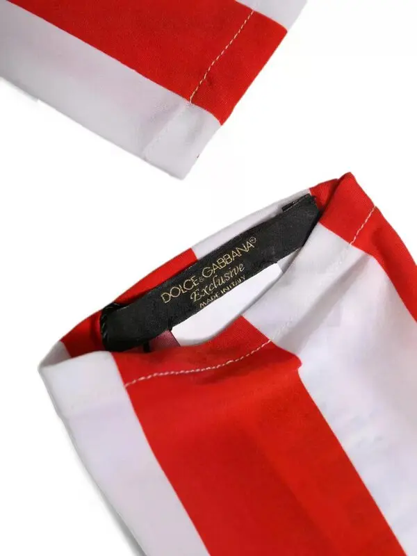 Dolce & Gabbana White Stripes Nylon Elbow Length Gloves