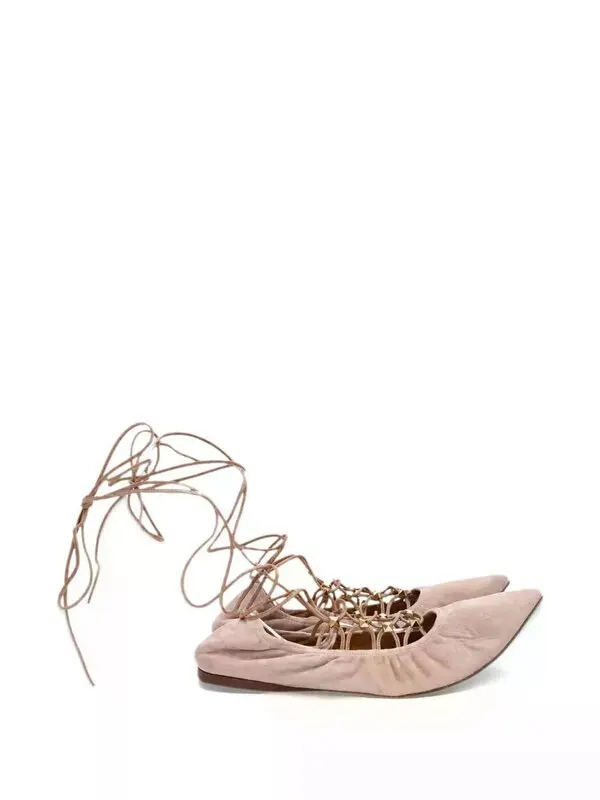 Valentino Garavani Pointed-toe Wrap-up Ballet Flats