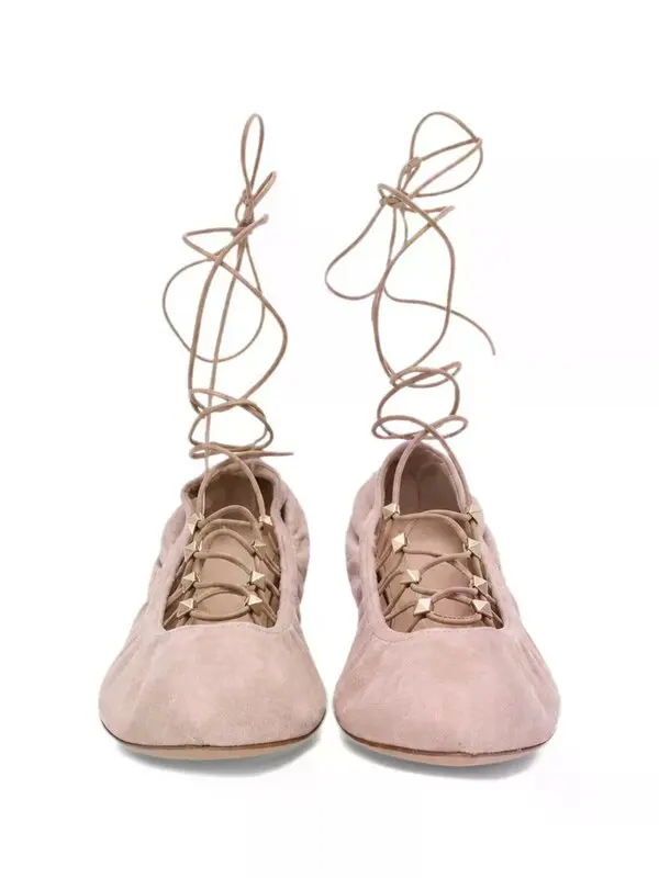 Valentino Garavani Pointed-toe Wrap-up Ballet Flats