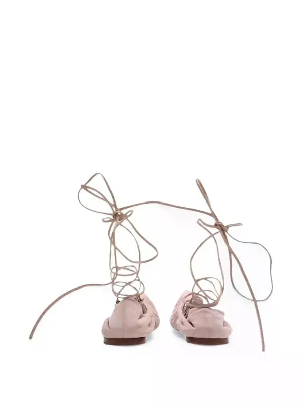 Valentino Garavani Pointed-toe Wrap-up Ballet Flats