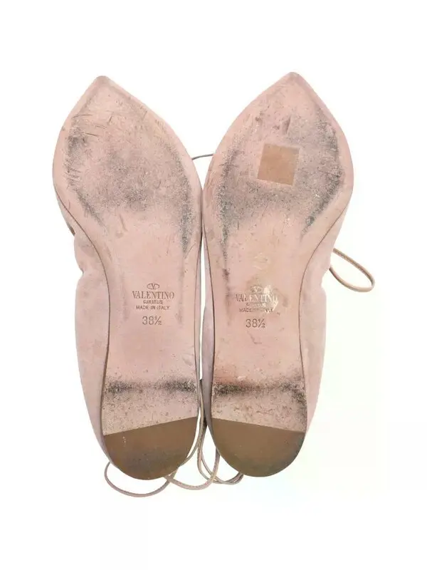 Valentino Garavani Pointed-toe Wrap-up Ballet Flats