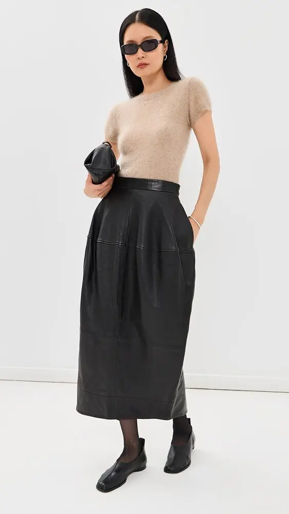 RÓHE Sculptural Lambskin Leather Skirt