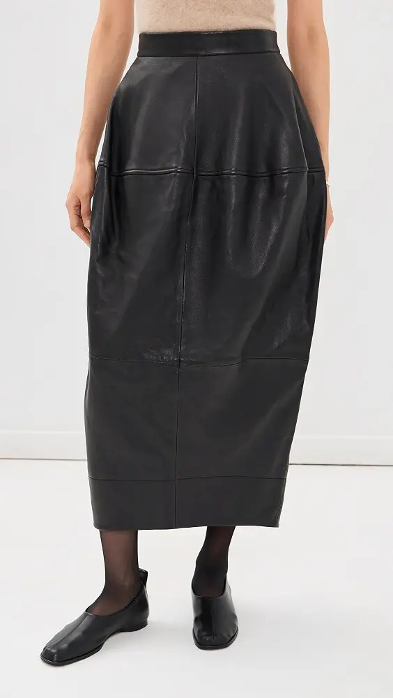 RÓHE Sculptural Lambskin Leather Skirt