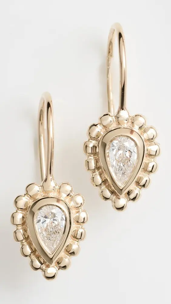 Zoe Chicco 14k Bezel Set Pear Diamond Drop Earrings - Gold