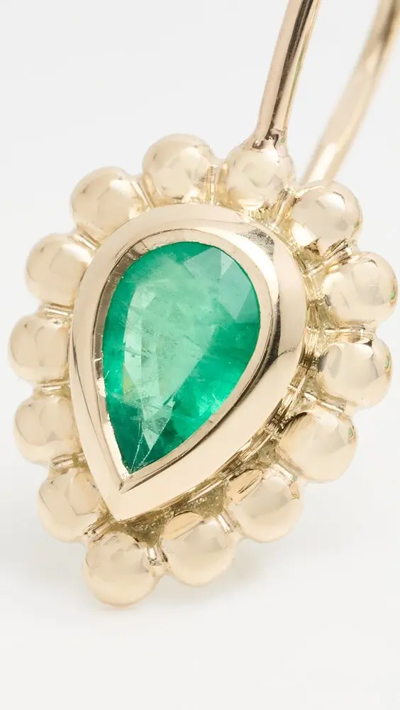 Zoe Chicco 14k Bezel Set Pear Emerald Drop Earrings