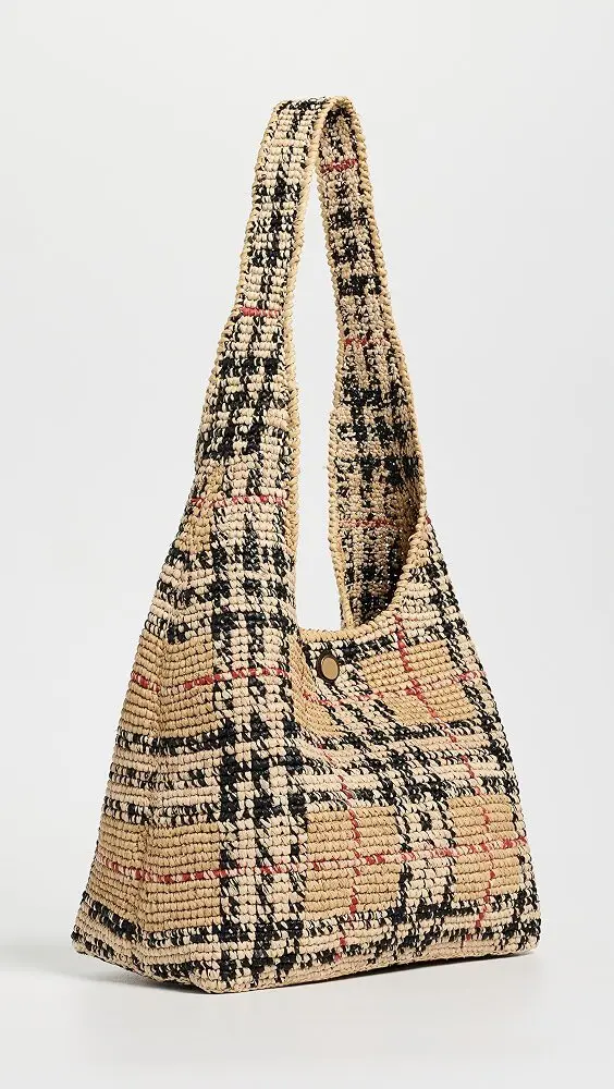 Burberry Margate Small Raffia Hobo Bag