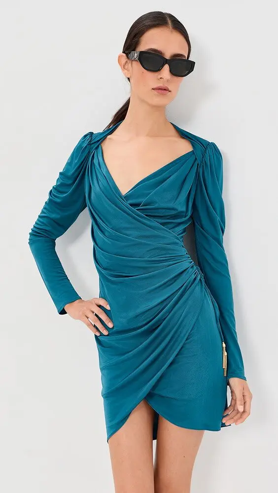 Balmain Draped Viscose Jersey Dress
