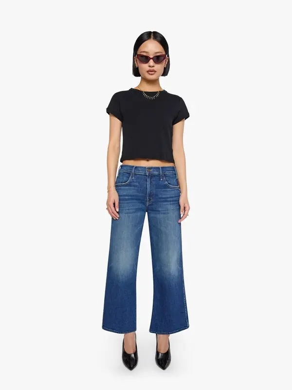 MOTHER Petites The Lil Hustler Roller Double Sneak Wild Goose Chase Jeans - Blue