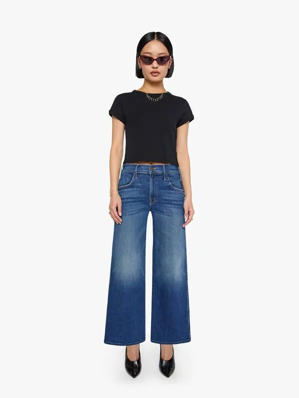 MOTHER Petites The Lil Hustler Roller Double Sneak Wild Goose Chase Jeans - Blue