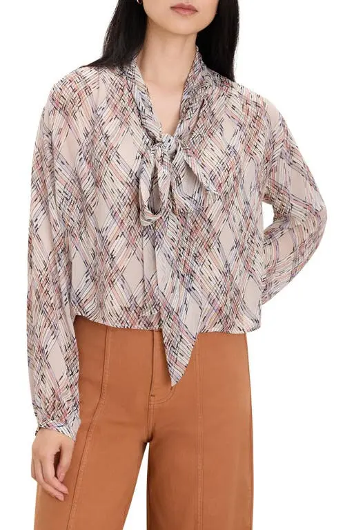 NIC+ZOE Painted Plaid Tie Neck Shirt