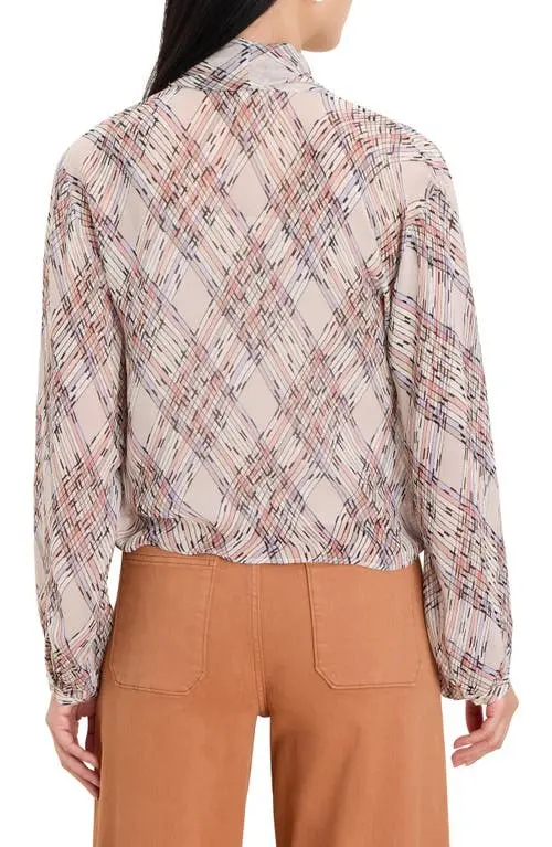 NIC+ZOE Painted Plaid Tie Neck Shirt